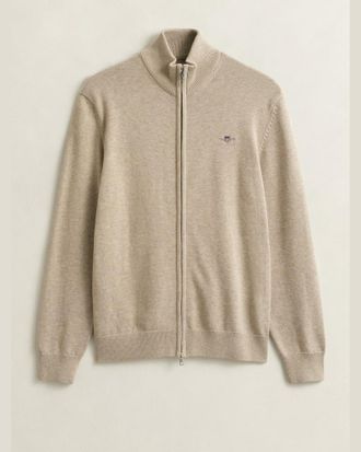 GANT Casual Cardigan aus Baumwolle mit Zip und Flag-Stickerei in