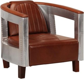 vidaXL Vidaxl - Fauteuil en style daviation marron cuir v&eacute;ritable