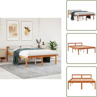 vidaXL Seniorenbett Wachsbraun 140x200 cm Massivholz Kiefer - Seniorenbett - Holzbett - Kiefernholzbett - Doppelbett - Bettkopf