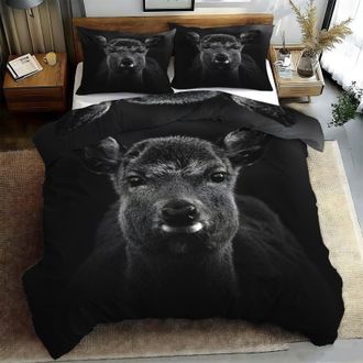 Generic Bettw&auml;sche 155x220 Minimalistisch Bettbezug 155x220 Sikahirsch Bettbezug mit 2 Kissenbez&uuml;ge 80x80cm, Bettw&auml;sche-Sets Microfaser mit Rei&szlig;verschluss b27