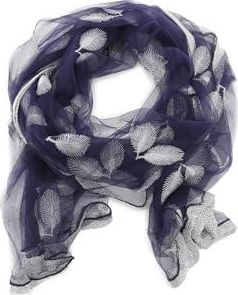 Queen Helena Foulard léger voile écharpe transparente avec motif châle élégant femme SC030, bleu, Taille unique