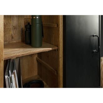 Massivmoebel24 Wohnzimmerschrank Mango 105x45x195 natur klar lackiert / Metall schwarz blackburn 104