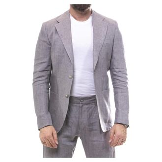 Fay Homme, Vestes, Gris, Taille: L Veste en Toile de Lin et Pantalon Jogger