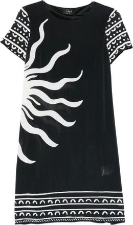 Clips Femme, Robes, Noir, Taille: 38 FR Robe &agrave; Manches Courtes et Imprim&eacute; Graphique