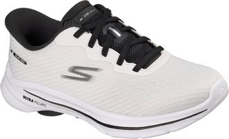Skechers Damen Go Walk 8 Nadia Sneaker, White Textile/Black Trim, 38.5 EU