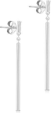 Amazon Essentials Boucles dOreilles Pendantes en Or Blanc 9 Carats (précédemment Amazon Collection)