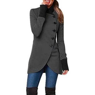 Generic Veste pelucheuse pour femme - Haut en polaire - Manteau décontracté à manches longues de couleur unie - Fermeture éclair - Bouton à capuche - Manteau 