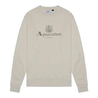 Aquascutum Aktives Big Logo Crewneck in Gr&uuml;n - - Sweatshirts & Hoodies - Herren - Beige - 2XL