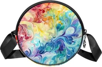 Generic Petit sac &agrave; bandouli&egrave;re circulaire pour femme, petit sac &agrave; bandouli&egrave;re avec fermeture &eacute;clair, bretelles r&eacute;glables, sac &agrave; main rond d&eacute;contract&eacute; pour fe