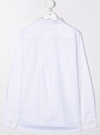 Polo Ralph Lauren Boys White Long Sleeve Shirt With Logo Embroidery Cotton