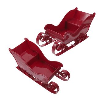 Angoily 2 St&uuml;ck Weihnachtsmann Schlitten Dekoration aus Metall Rote Bonboniere Festliche Weihnachtstisch Schlitten Tischdeko f&uuml;r Zuhause und B&uuml;ro