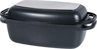 Ambition Br&auml;ter Magnat 2 in 1 Deckel als Bratpfanne oder Grill 32 x 21 cm 5,6 L f&uuml;r Backofen und Herd Schmortopf Schmorbr&auml;ter Aluminium Induktion Sp&uuml;lmaschine