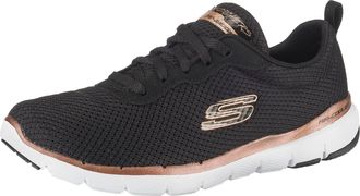 Skechers Damen Flex Appeal 3.0 First Insight Sneaker, Black Mesh Rose Gold Trim, 37.5 EU