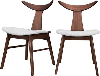 Selsey HENRICO - Esszimmerstuhl 2er-Set, Holzstuhl mit gepolstertem Sitz und Massivholz-Beinen (Nussbaum-Optik, Sitz in Grau)