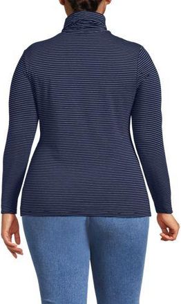 Lands End Rollkragenshirt aus Baumwoll/Modalmix, Damen, Gr&ouml;&szlig;e:52-54 plus, Blau, Baumwolle/Elasthan/Baumwolle Modal, by Lands End
