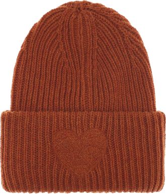 Zwillingsherz Slouch-Beanie-Mütze aus Wolle - Hochwertige Strickmütze mit flauschigem Herz für Damen - Hat - OneSize - warm und weich für Frühling Herbst und Winter