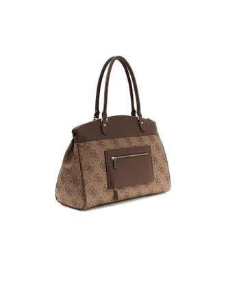 Guess Monogram Canvas Tote Bag - Brown