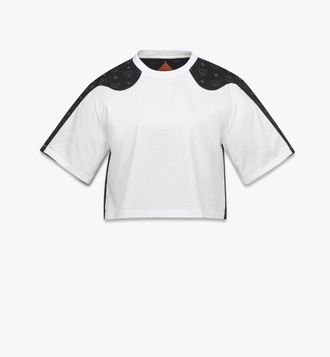 MCM T-Shirt Laurel aus Bio-Baumwolle und Monogramm-ECONYL mit verk&uuml;rzter Passform
