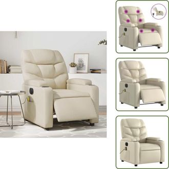 vidaXL Massagesessel Elektrisch Creme Kunstleder - Massage Sessel - Elektrischer Recliner - Relaxsessel - Fernsehsessel - Bequeme Lounge Chair - The Living