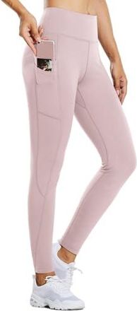 Baleaf Warm Leggings Femmes Hiver Leggings Taille Haute Sport Leggings avec Poches Leggings Laine Yoga Pantalons Hiver Pantalons imperméables Violet 3XL