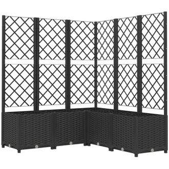 vidaXL Vidaxl - Jardini&egrave;re avec treillis noir 120x120x136 cm - PP r&eacute;sistant aux intemp&eacute;ries - Support pour plantes grimpantes - Assemblage requis
