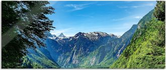 Pixxprint Glasbild Panorama, Wandbild aus Echtglas, Blick auf den Königssee, 120x50 cm, inkl. Aufhängung und Abstandshalter