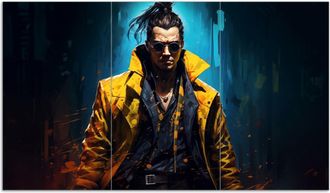 Wallario Herdabdeckplatte/Spritzschutz aus Glas, 3-teilig, 90x52cm mit 13mm hohen Füßen, für Ceran- und Induktionsherde, Kämpfer der Nacht