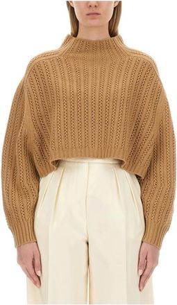 Max Mara Femme, Pulls, Beige, Taille: 42 FR Col roul&eacute;s