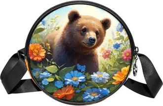 Generic Sac &agrave; bandouli&egrave;re rond pour femme, petit sac &agrave; bandouli&egrave;re avec fermeture &eacute;clair et bretelles r&eacute;glables style d&eacute;contract&eacute; pour femmes et filles