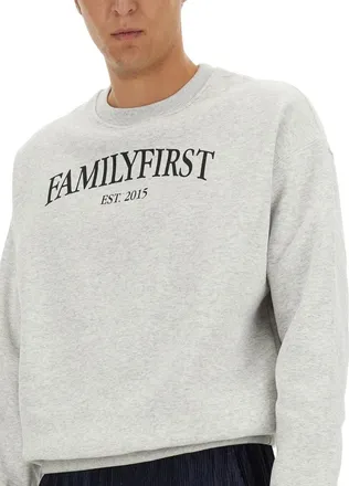 Family Fir$t Milano Logo-Embroidered Cotton Sweatshirt - Gray