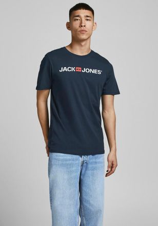 Jack & Jones T-Shirt JACK & JONES CORP LOGO TEE, Herren, Gr. XS, blau (navy), Single Jersey, Obermaterial: 100% Baumwolle, h&uuml;ftlang, Rundhals, Shirts T-Shirt, Tops