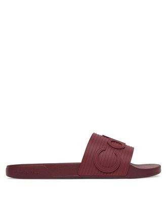 Calvin Klein Pantoletten Nemo - Contoured Emblem Logo Sliders HM0HM02113 Dunkelrot