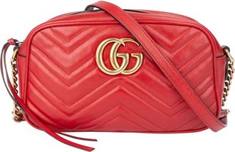 Gucci Crossbody Bags - Gucci Red Leather Marmont GG Crossbody Bag - Gr. unisize - in Rot - f&uuml;r Damen