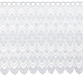 Plauener Spitze by Modespitze, Store Bistro Gardine Scheibengardine mit Stangendurchzug, hochwertige Stickerei, Höhe 60 cm, Breite 112 cm, Weiß