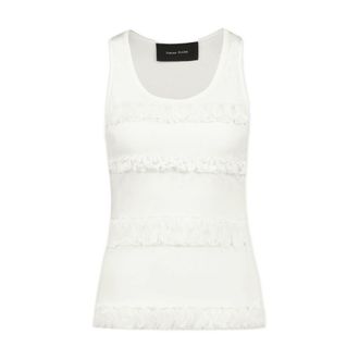 Simone Rocha Womens Ruffle-Trim Cotton Tank Top White Tops