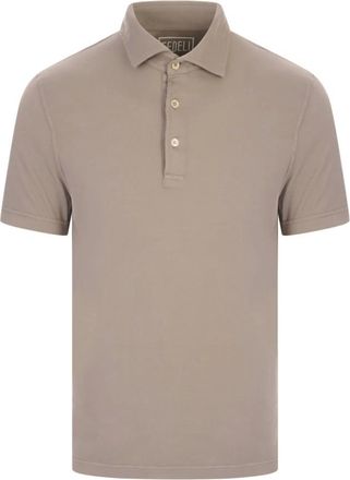 Fedeli Homme, Tops, Brun, Taille: M Polo Manches Courtes Flex en Jersey Coton