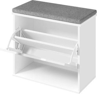 Vasagle Vasagle - Banc &agrave; Chaussures Rembourr&eacute;, Meuble dEntr&eacute;e sur 3 Niveaux pour 6 Paires de Chaussures, Tiroir Rabattable, 30 x 60 x 53,5 cm, pour Entr&eacute;e