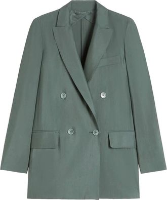 Max Mara Femme, Vestes, Vert, Taille: 40 FR Blazer crois&eacute; en laine et soie