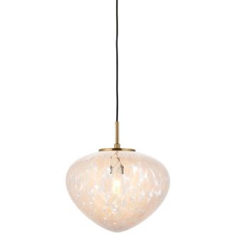 Endon Lighting Mali Plafonnier suspendu Globe en laiton satin&eacute;, verre confetti blanc, 1 x E27