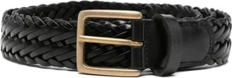 Anderson's Homme, Accessoires, Noir, Taille: 85 CM Narrow Woven Leather Belt