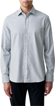 Michael Kors Chemise ajust&eacute;e en coton stretch tiss&eacute; dobby - Homme - Chemises - Bleu - Taille: M