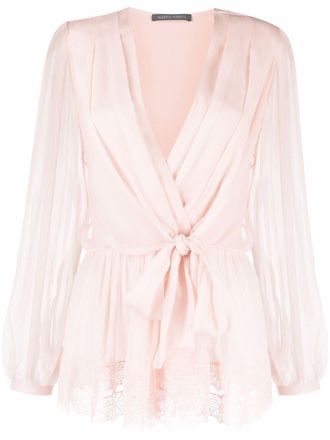 Alberta Ferretti blouse &agrave; design cache-coeur - Rose