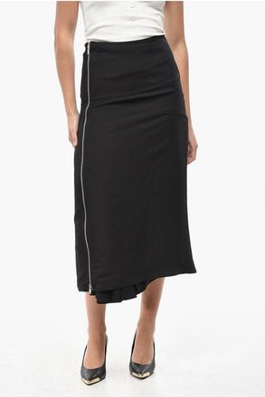 Jil Sander Double-layered Midi Skirt with Side Full Zip Größe 38