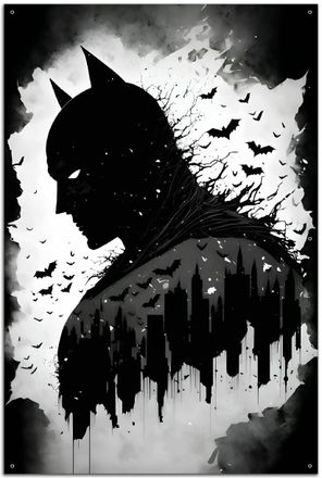 Wallario Outdoor-Poster f&uuml;r Garten oder Balkon W&auml;chter &uuml;ber der Stadt, Motivbanner Gr&ouml;&szlig;e: ca. 60 x 90 cm, Outdoor-Bild