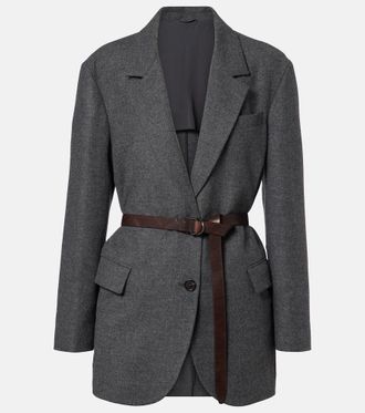 Brunello Cucinelli Blazer ceintur&eacute; en laine et cachemire