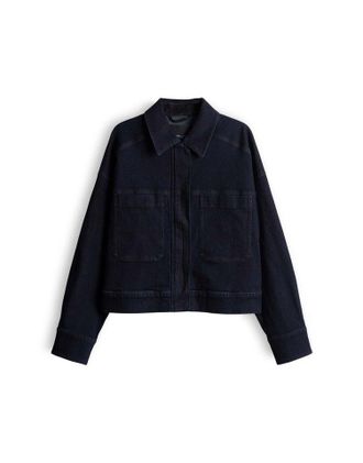 OPUS Jeansjacke Barn Jacke aus Denim Regular Fit abgesteppte Teilungsn&auml;hte