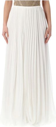 Ralph Lauren Femme, Jupes, Blanc, Taille: 36 FR Niccola Pleated Jersey Maxiskirt