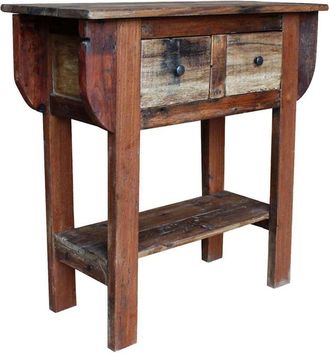 vidaXL Vidaxl - Table console en bois de r&eacute;cup&eacute;ration massif 80x35x80 cm - 2 tiroirs et 1 &eacute;tag&egrave;re - Style vintage unique