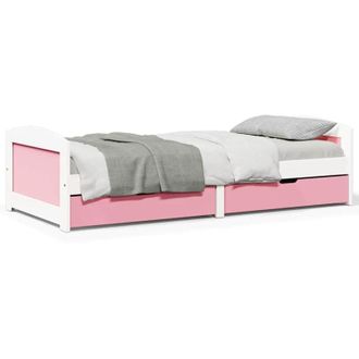 vidaXL Lit de jour et 2 tiroirs sans matelas irun blanc rose 90x200 cm Vidaxl