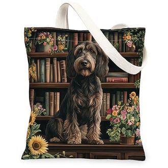 Generic Sac fourre-tout en toile &agrave; poil dur allemand pour le shopping, 33 x 38 cm, sac d&eacute;picerie r&eacute;utilisable pour femme, sac d&eacute;picerie amusant pour animaux d